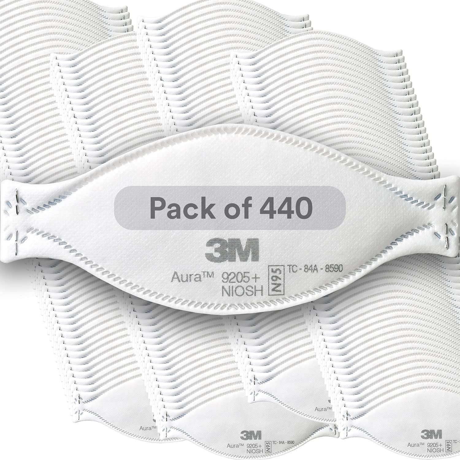 3M Aura Particulate Respirator 9205+, N95, Pack of 440 Disposable Resp