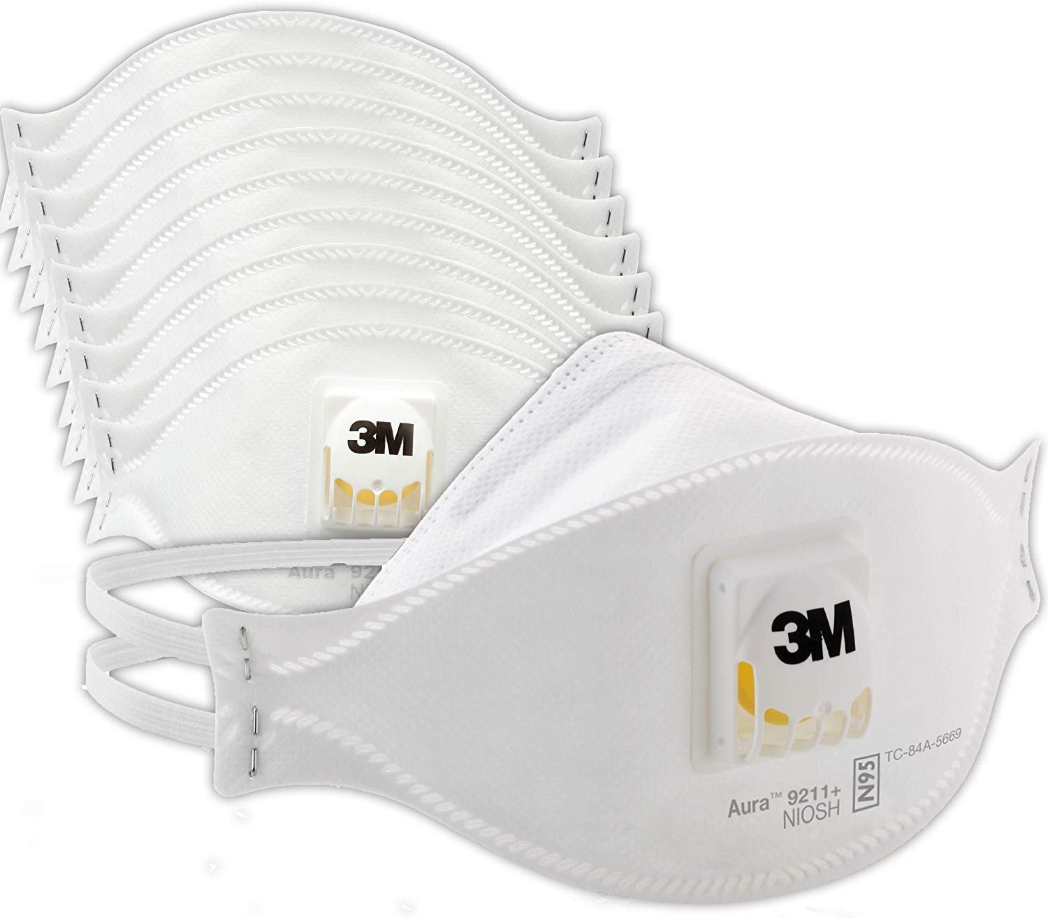 3M 9211+ Aura Particulate Respirator, 10-Pack